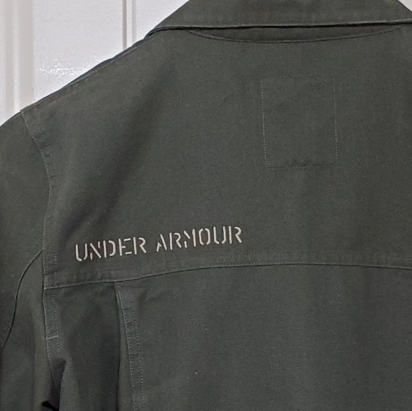 Under Armour | Jackets & Coats | Under Armour Green Denim Army Jacket ...